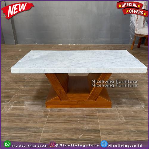 Jual Meja Tamu Marmer Meja Tamu Jati Minimalis Top Table Marmer Carara ...