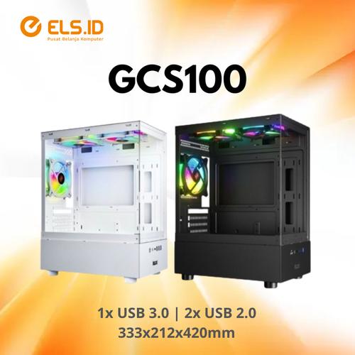 Jual Gamen GCS100 Gaming Case mATX Tempered Glass - WHITE - Kota ...