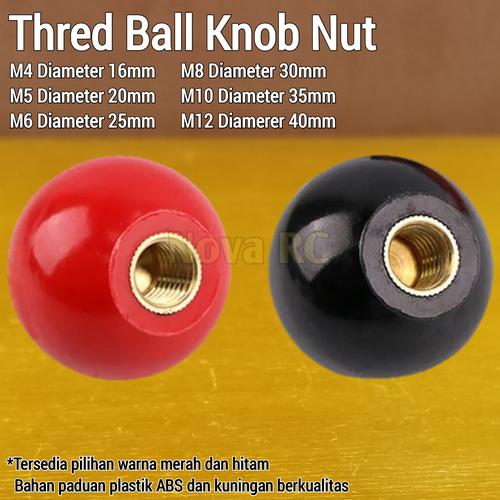 Jual Knob nut ball hitam plastik untuk penutup baut ukuran m4 m5 m6 m8 ...