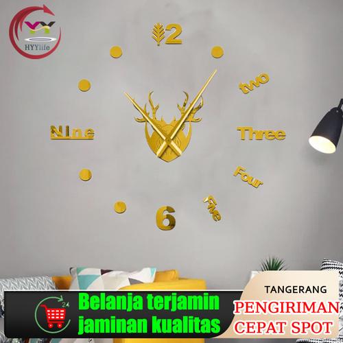 Jual Rusa Stiker Jam Dinding Digital 3D Luminous Tanpa Bingkai DIY ...