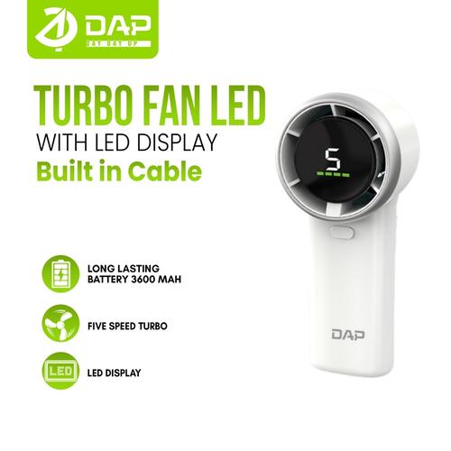 Jual DAP D-B07 Kipas Portable Mini Digital 5 Speed Turbo 2.0A 3600 mAh ...