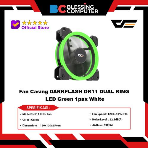 Jual Fan Casing DARKFLASH DR11 DUAL RING LED Green 1pax White - Kota ...
