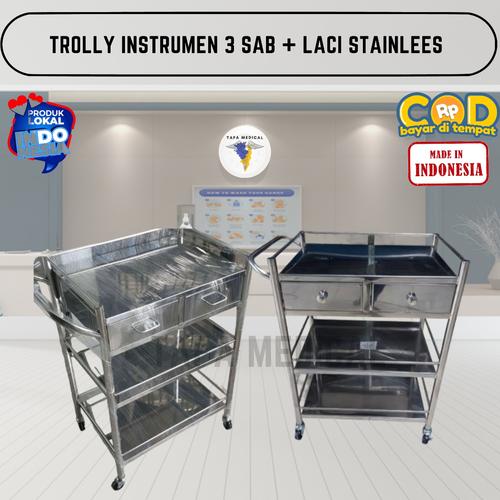 Jual Trolly Instrument 3 Rak 2 Laci Stainless - Kota Malang - Tafa ...