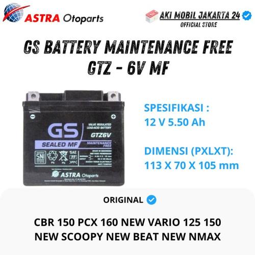 Jual AKI GS ASTRA GTZ-6V / GTZ6V / GTZ 6V MF BEAT CBR VARIO - Jakarta ...