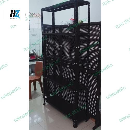 Jual rak besi serbaguna 5 susun ( L 30 x P 100 x T 200 ) - Hitam - Kota ...
