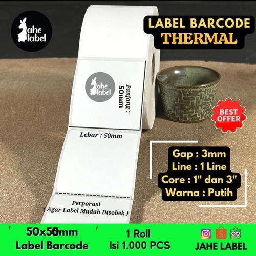 Jual LABEL STIKER THERMASL 50X50 MM LABEL BARCODE THERMAL 5X5 CM ISI ...