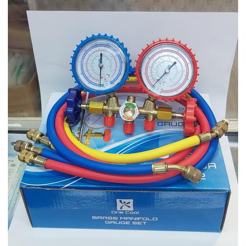 Jual ONECOOL Manifold double Multi 500Psi alat ukur isi freon R32 R410 ...
