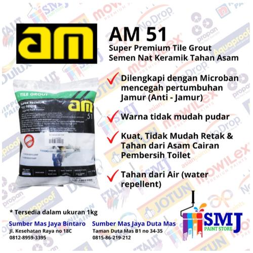 Jual Nat Keramik Anti Asam, Jamur & Air SUPER PREMIUM AM 51 Tile Grout 1kg - Jakarta Selatan ...