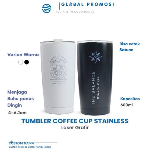 Jual Tumbler Custom Coffee Cup Stainless 600ml Laser Grafir - Jakarta ...