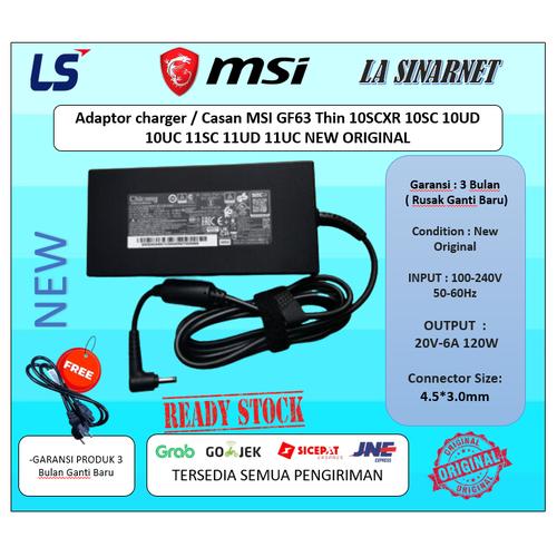 Jual Adaptor charger / Casan MSI GF63 Thin 10SCXR 10SC 10UD 10UC 11SC ...