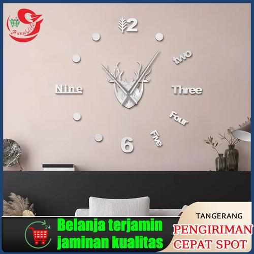 Jual Rusa Jam Dinding Diy Besar Gold Angka Huruf 3D / Jam Diy Silver ...