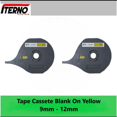Jual Biovin Label Tape Cassette LS-09Y 9mm Black On Yellow - Kota ...