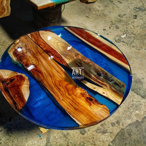 Jual Meja resin kombinasi kayu solid / meja resin kayu jati / meja ...