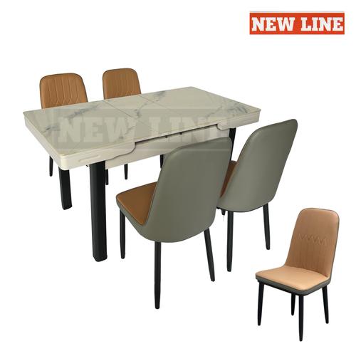 Jual New Line - Meja Makan Tarik Marmer 4 Kursi / Meja Makan Minimalis ...