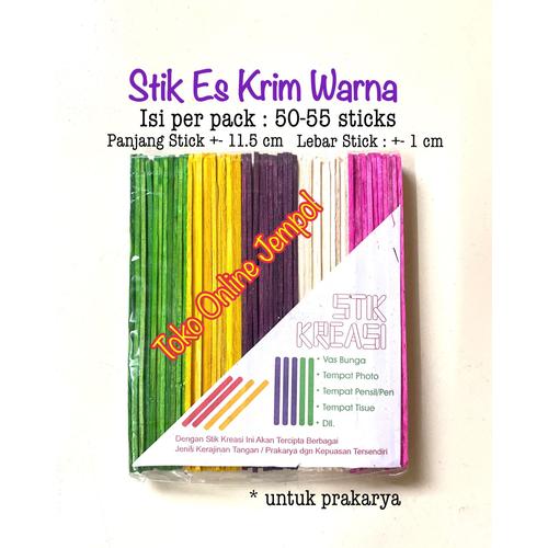 Jual Stick Ice Cream Stik Es Krim WARNA 50 pcs polos kayu kreasi es ...