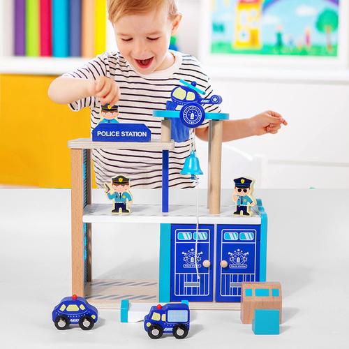 Promo Wooden Pumo Fire Police Station Play set-mainan pretend play ...