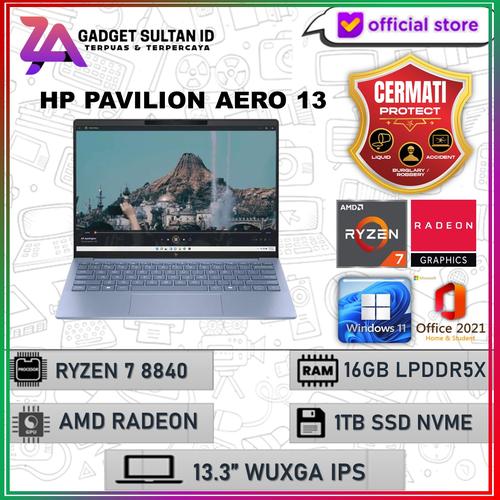 Promo hp pavilion aero 13 Ryzen 7-8840 16GB 1TB Windows 11 + office 13. ...