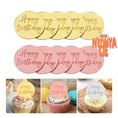 Jual CTA47 Topper Bulat Segi Acrylic Happy Birthday Dekorasi Cake ...