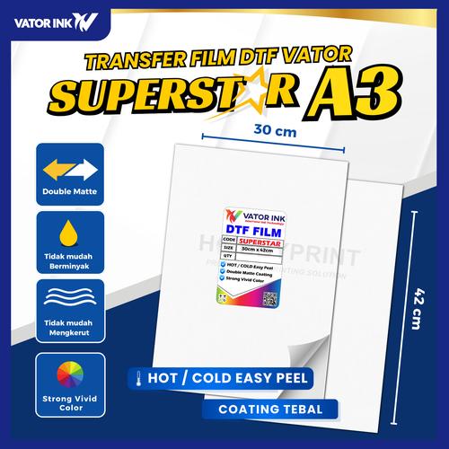 Jual PET FILM DTF A3 VATOR SUPERSTAR A3 30cm x 42cm Sablon DTF Tinta DTF - Jakarta Barat - Hobby ...