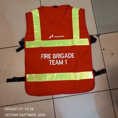 Jual ROMPI SAFETY / SAFETY VEST OKD PERTAMINA BORDIR FIRE BRIGADE TEAM ...