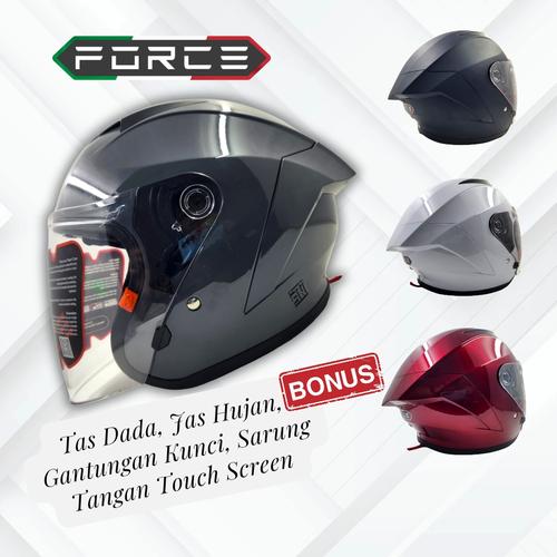 Jual FORCE Helm Half Face SNI X1 Warna Solid Polos Fitur Anti Maling ...
