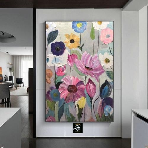 Jual lukisan abstrak bunga texture 3D modern Minimalis Ukuran ...