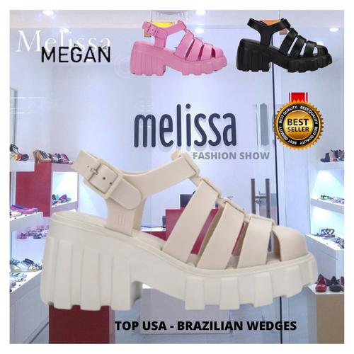 Jual Sandal Premium MELISSA MEGAN Wedges Platform Original - Hitam, 36 ...