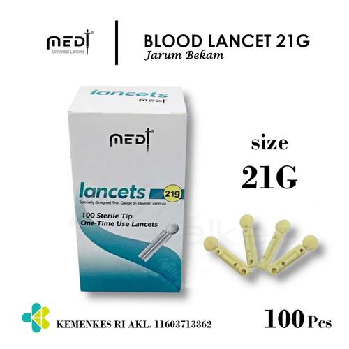 Jual blood lancet jarum bekam sampel darah lancets medi 21G isi 100pcs ...