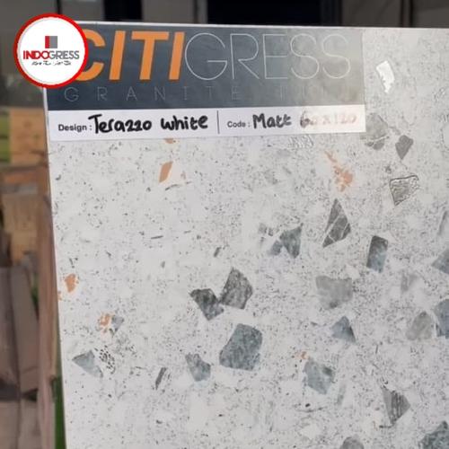 Jual granit lantai/teras dinding motif terazzo white matt city gress 60x120 kw1 - Kab. Bogor ...