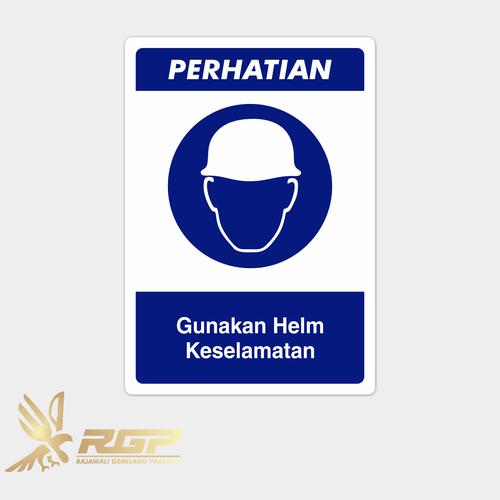Jual Safety Sign Rambu K3 APD - Gunakan Helm Keselamatan 35cm x50cm ...