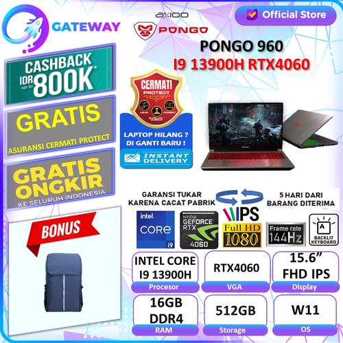 Promo AXIOO PONGO 960 i9 13900h RTX4060 8GB/ 32GB 512GB W11PRO 15.6FHD ...