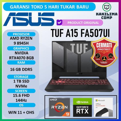 Jual Asus Tuf A15 FA507UI Amd Ryzen 9 8945H Ram 16Gb Ssd 1Tb RTX4070 ...