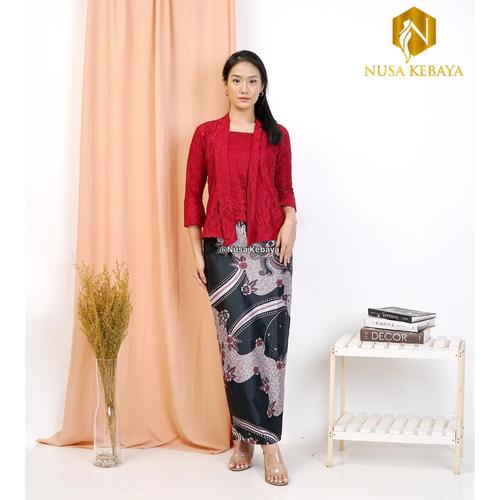 Jual Setelan Kebaya Brukat Modern Model Kutubaru Set Rok Span Batik ...