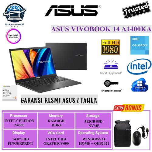 Jual RESMI Laptop ASUS VivoBook 14 A1400KA Intel Celeron N4500 RAM 8GB ...