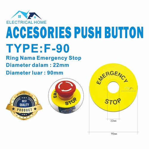 Jual LABEL/ PLAT /TANDA/ NAMA PUSH BUTTON EMERGENCY 22mm(90mm) - Kota ...