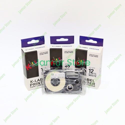 Jual EZ- Label Casio Tape Cartridge XR-12WE1 Black INK White 12MM x 8m ...