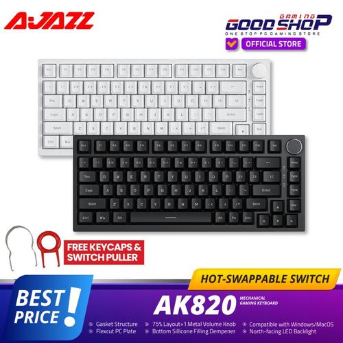 Promo AJAZZ AK820 Monochrome 75% Keyboard Hotswapp With Gasket Mount ...