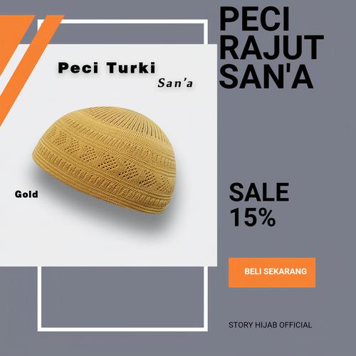 Promo Peci Rajut Dewasa Turki San'a Kopiah Muslim Kekinian Songkong ...
