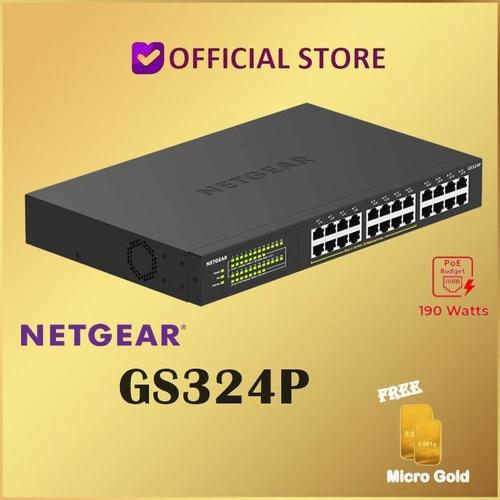 Jual #Termasuk PPN#** Netgear GS324P 24 Port Gigabit Ethernet Unmanaged ...