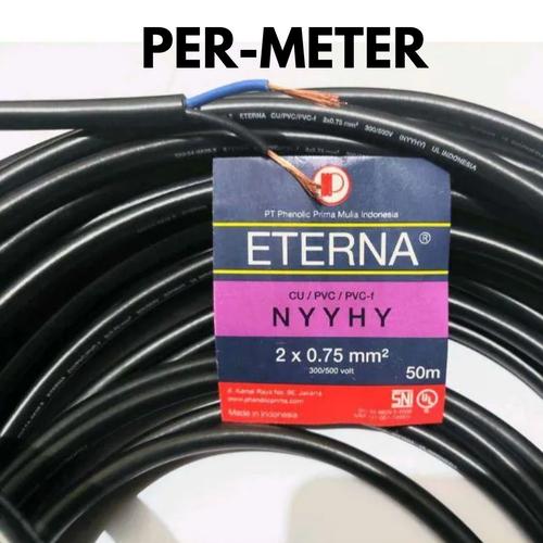 Jual Permeter Kabel Serabut NYYHY 2 x 0.75 mm Eterna Hitam PVC Cable ...