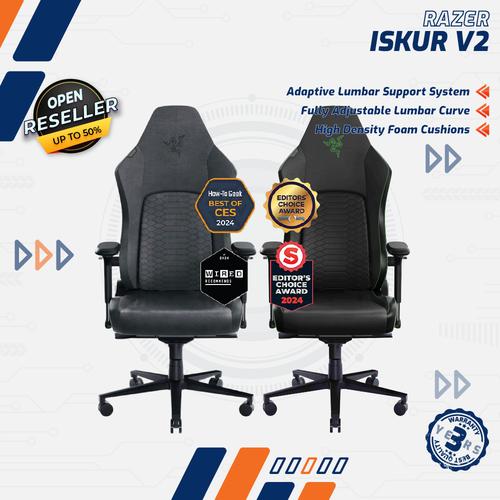 Promo Razer Iskur V2 - Adaptive Lumbar Support Gaming Chair - L' Black ...