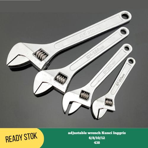 Jual adjustable wrench Kunci Inggris 6/8/10/12 inch 438 - 6 inch - Kota ...
