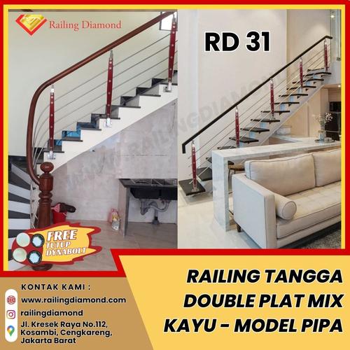Jual Tiang Railing Tangga Stainless + Kayu SUS 304 Doff [RD 31 ...