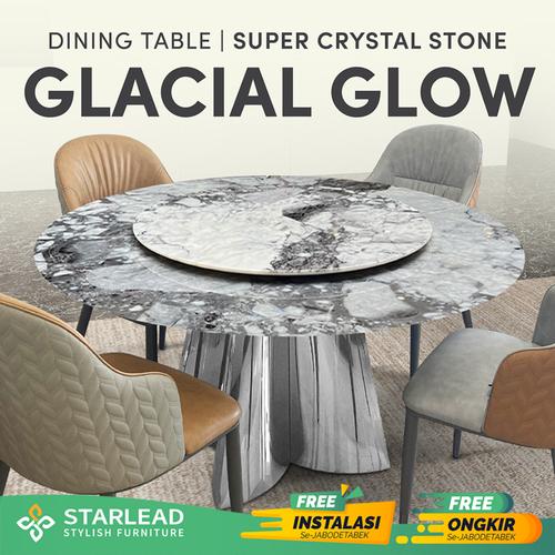 Promo STARLEAD Set Meja Makan Bulat Super Crystal - Glacial Glow 150 ...