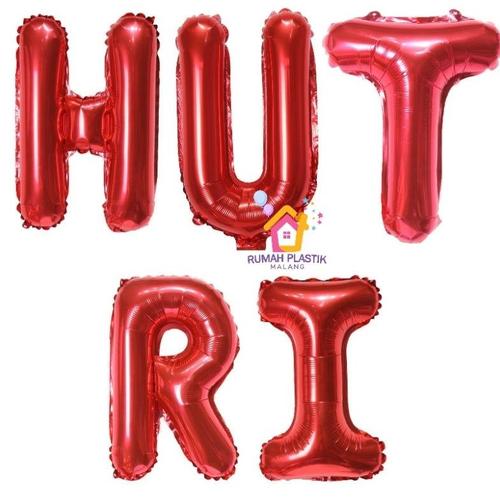 Jual Balon Huruf Merah Hut Ri 40Cm 16Inch Letter Alphabeth Balloon ...