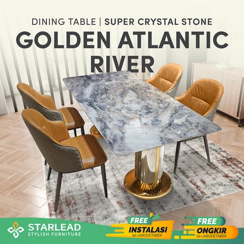 Promo STARLEAD Meja Makan Super Crystal - Golden Atlantic River - Meja Only Cicil 0% 3x - Kab ...