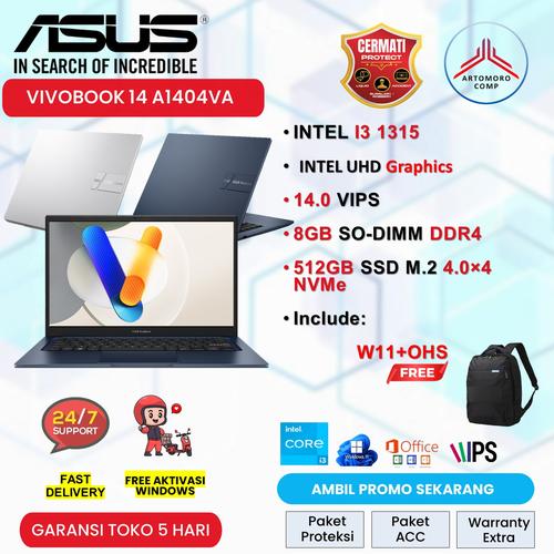 Promo ASUS VIVOBOOK 14 A1404VA i3 1315U 8GB 256GB W11+OHS 14.0" FHD ...