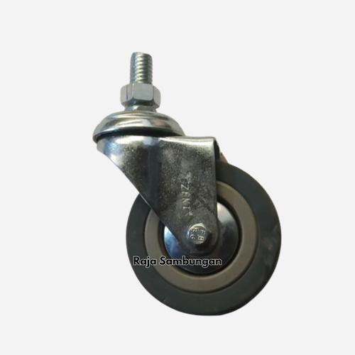 Jual Roda Karet 3 inch Hidup 21 x 75 mm Baut Ban Troli Gerobak Dorongan ...