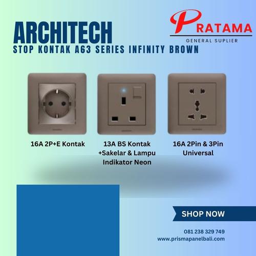Jual Stop Kontak Architech A63 Series Infinity Brown - 2P+E Kntk - Kota ...