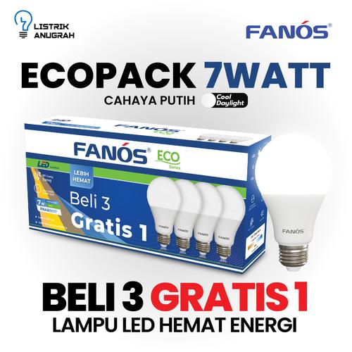 Jual Fanos Eco Pack 7W Paket Hemat Beli 3 Gratis 1 Putih Lampu LED Garansi - Jakarta Utara ...